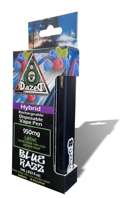 Dazed8 Delta 8 Disposable Vape Pen - Blue Razz [Hybrid] - Branded Hemp ...